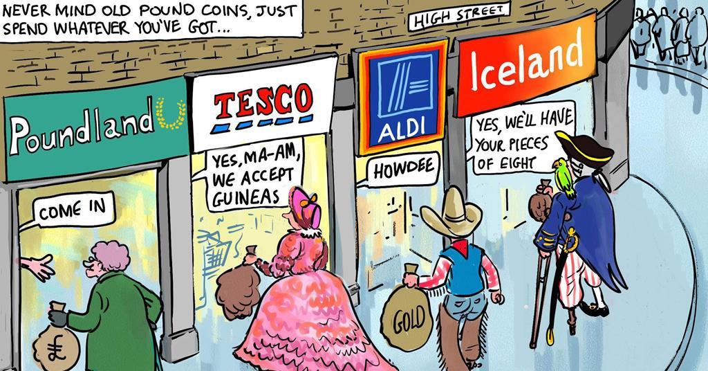 Blower’s retail cartoon: Retailers defy £1 coin deadline | Cartoon ...