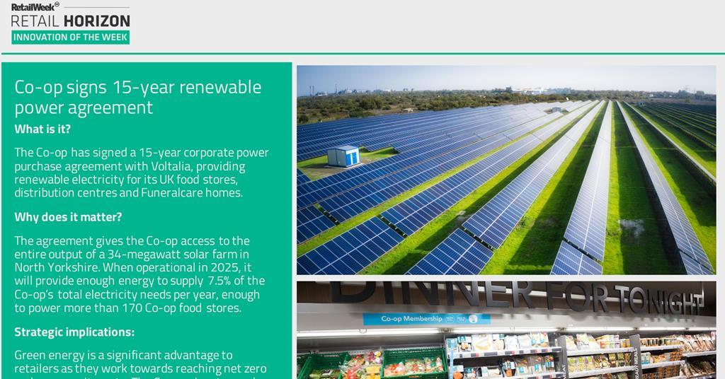 Co-op signs 15-year renewable power agreement with Voltalia | Retail Week