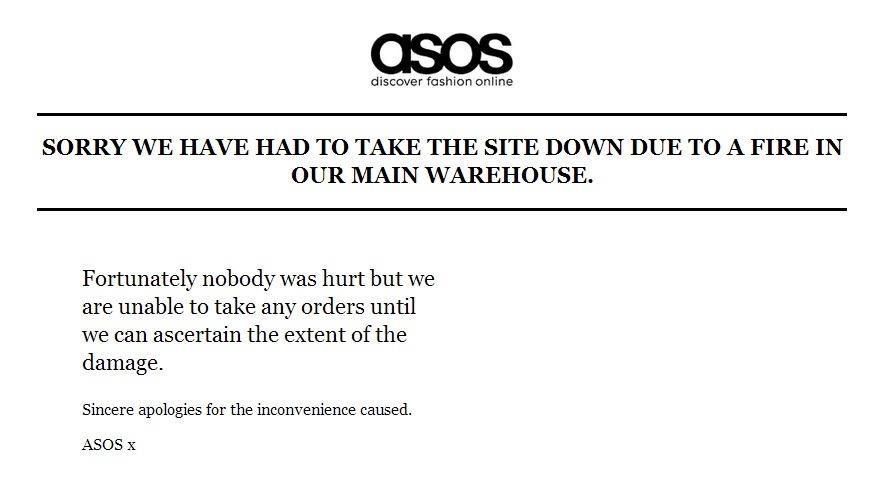 Asos takes down site after fire causes "substantial damage" to its ...