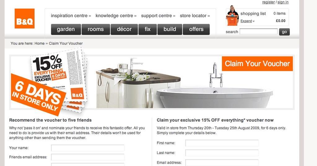 B&Q tests email discount voucher to clear stock | News | Retail Week