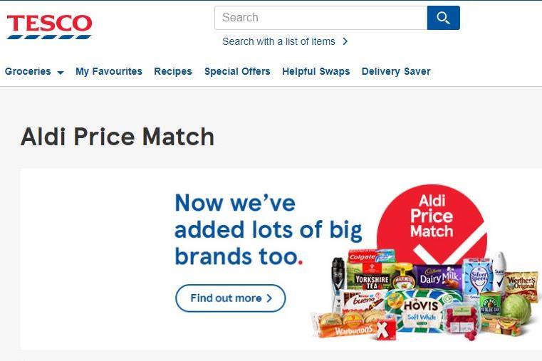 Supermarket giant Tesco's Aldi price-match scheme under scrutiny ...