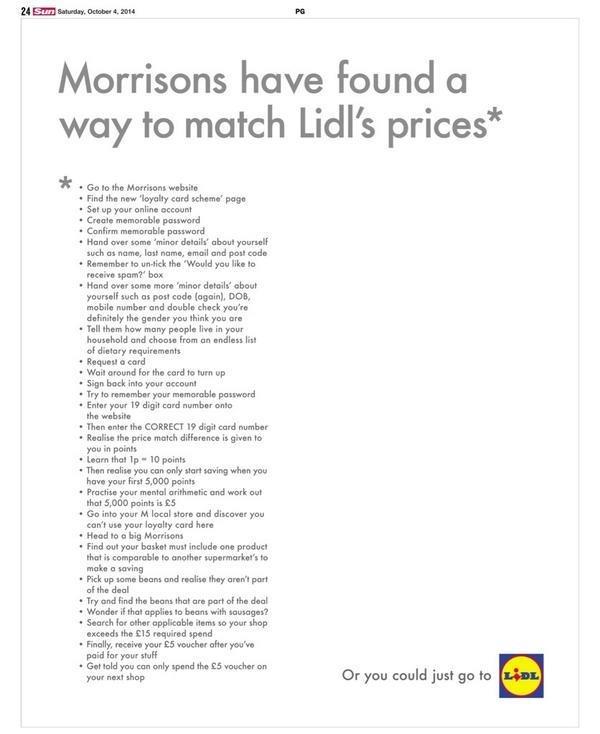 Lidl on comedy form again as it pokes fun at Morrisons' price match ...
